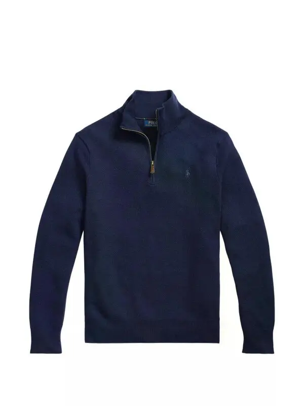 Polo Ralph Lauren Quarter-zip Textured-knit Sweater - Blue