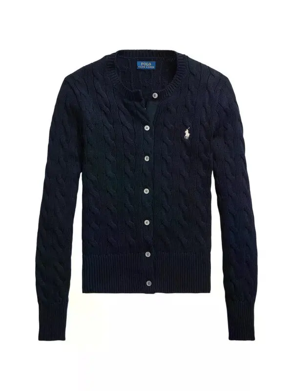 Polo Ralph Lauren Cable-knit Cardigan With Embroidered Logo - Blue
