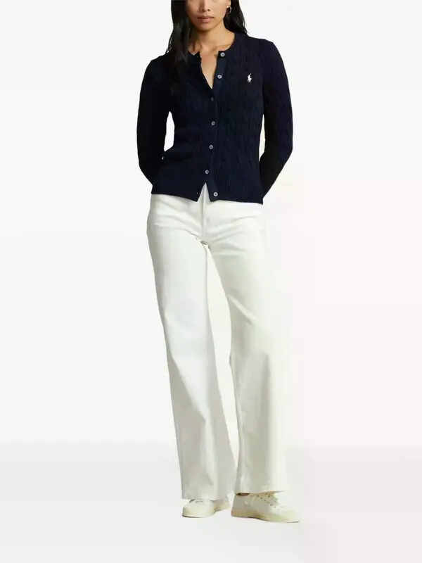 Polo Ralph Lauren Cable-knit Cardigan With Embroidered Logo - Blue