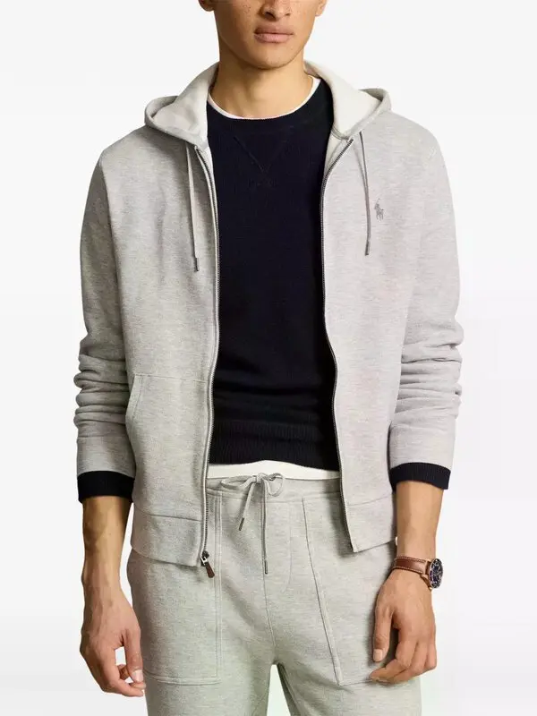 Polo Ralph Lauren Logo-embroidered Zip-up Hoodie - Grey