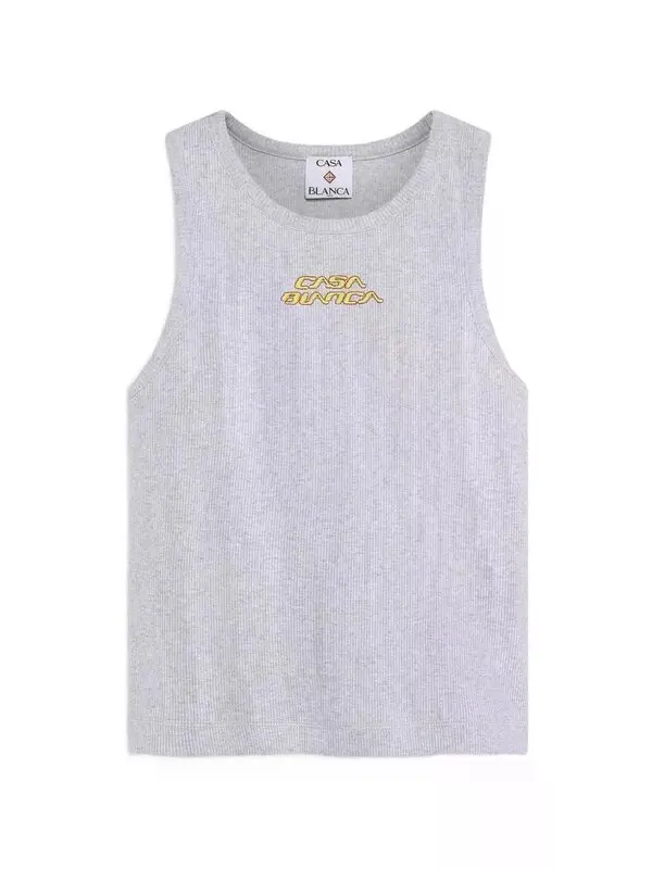 Casablanca Ribbed-knit Tank Top With Logo - Grey