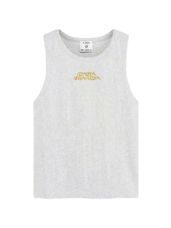 Casablanca Ribbed-knit Tank Top With Logo - Grey