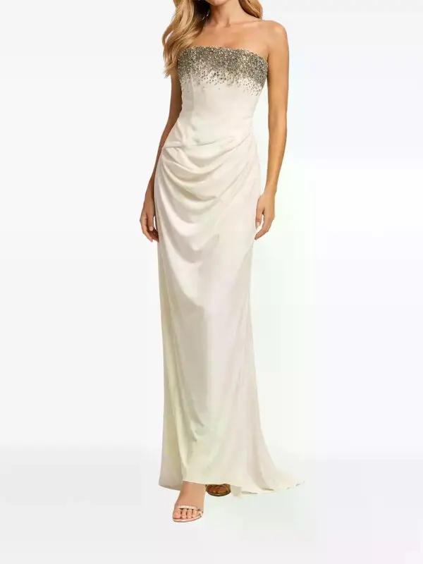 Amen Crystal-embellished Draped Gown - White