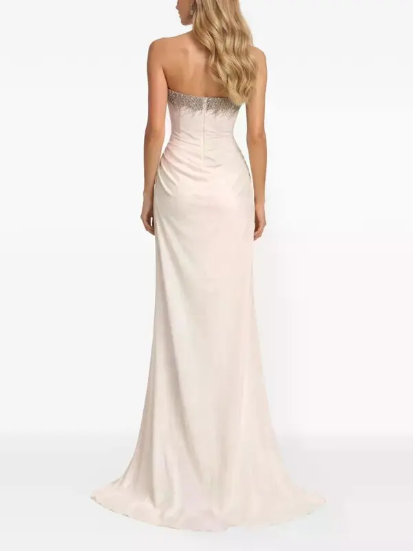 Amen Crystal-embellished Draped Gown - White