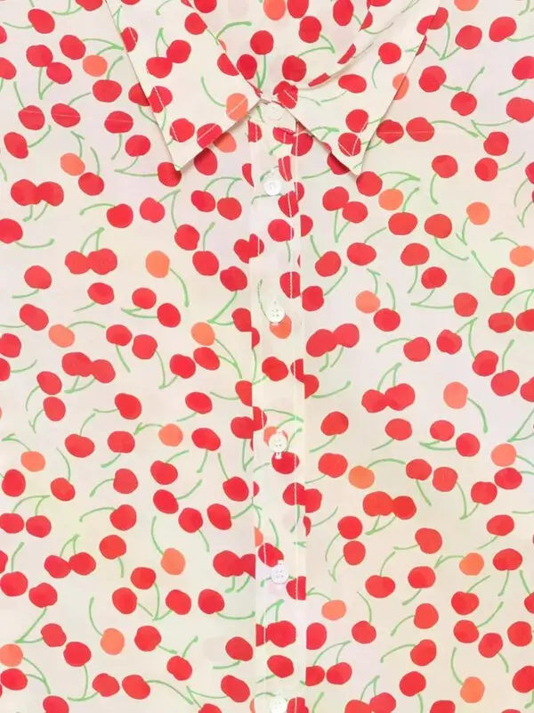 Aspesi Cherry-print Silk Blouse - Neutrals