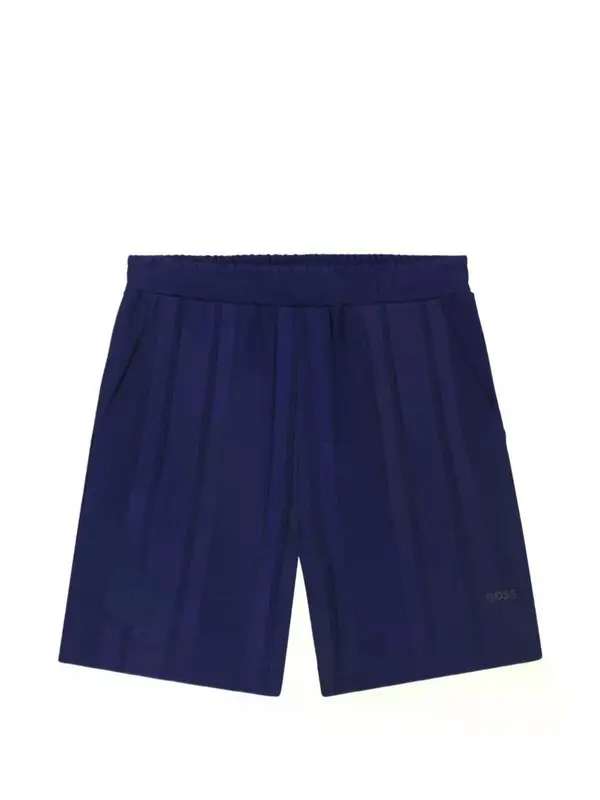Hugo Boss Pleated Cotton Shorts - Blue