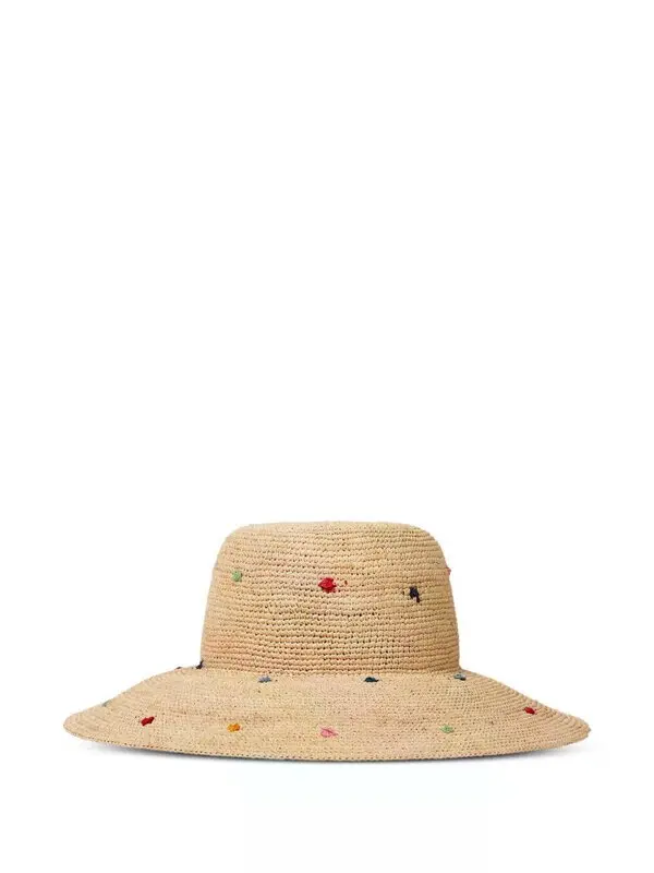 Paul Smith Swirled Polka Dot Raffia Hat - Neutrals