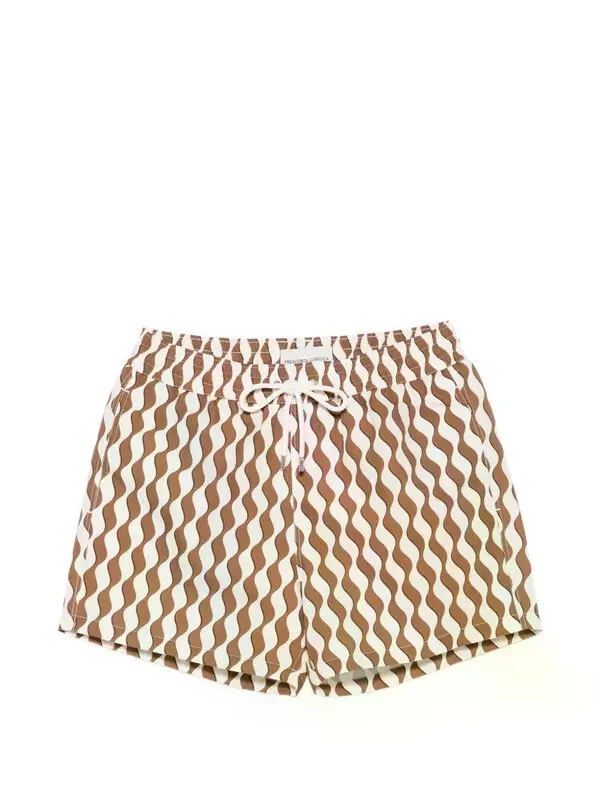Frescobol Carioca Wave-print Swim Shorts - Brown