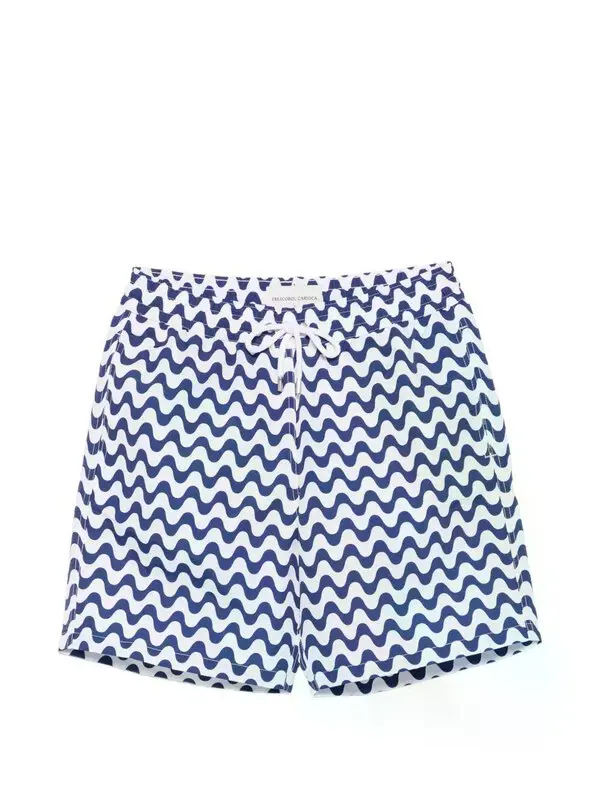Frescobol Carioca Wave-print Swim Shorts - Blue