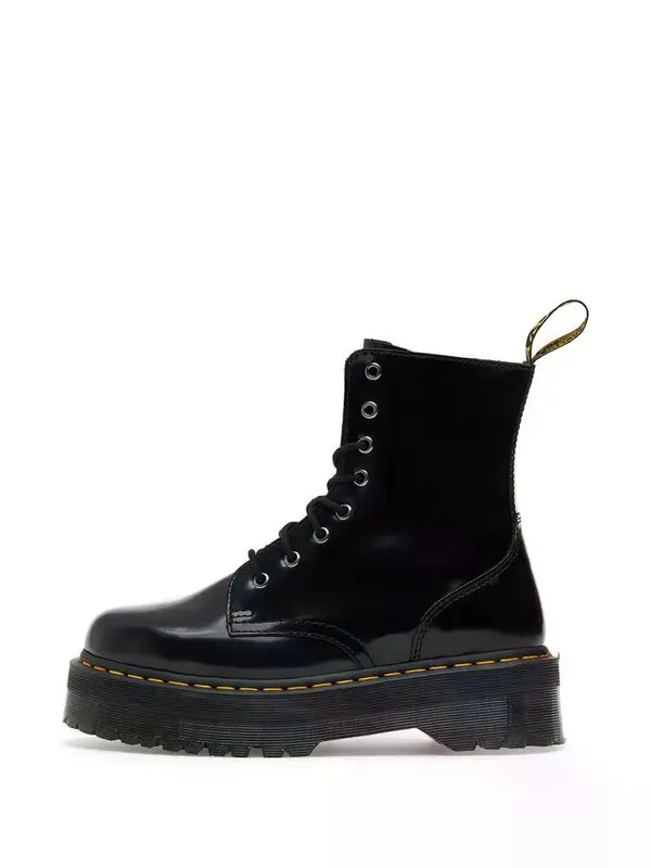 Dr. Martens Polished Leather Platform Combat Boots - Black