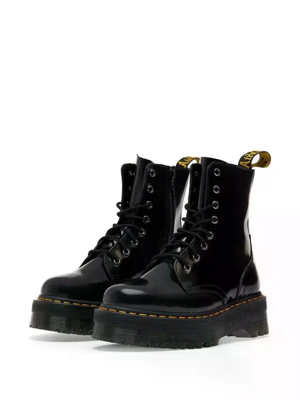 Dr. Martens Polished Leather Platform Combat Boots - Black