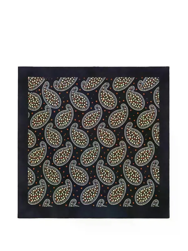 FURSAC Cyprès Paisley-print Silk Pocket Square - Blue