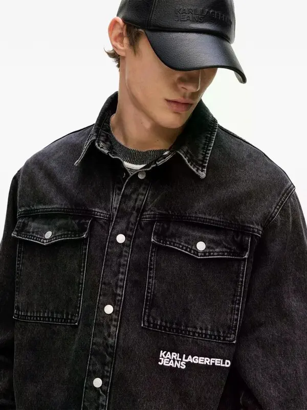 Karl Lagerfeld Logo-print Shirt Jacket - Black