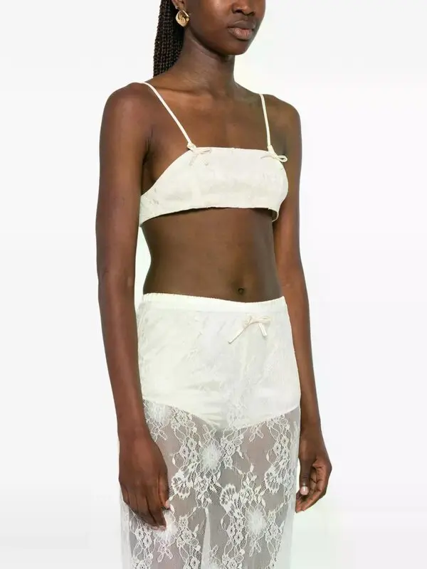 AYA MUSE Eteri Lace Cropped Top - Neutrals