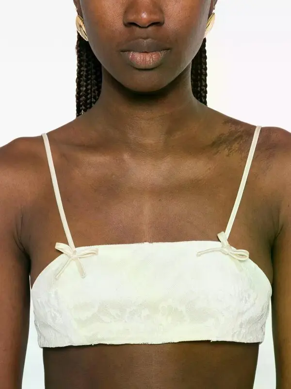 AYA MUSE Eteri Lace Cropped Top - Neutrals