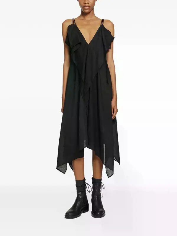 Yohji Yamamoto Draped Asymmetric-hem Dress - Black