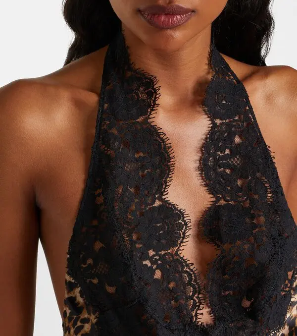NILI LOTAN Teo Leopard-print Silk Satin Top
