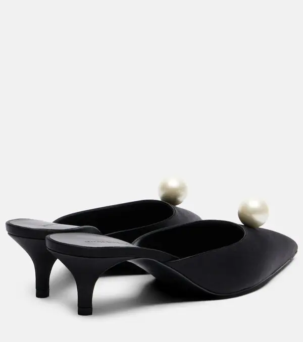 Magda Butrym Faux Pearl Satin Mules - Black