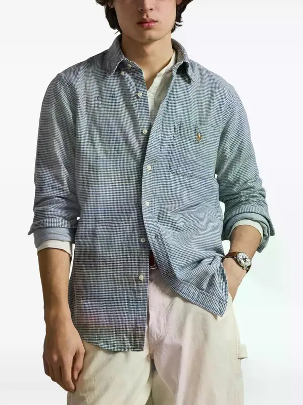 Polo Ralph Lauren Gingham-check Buttoned Shirt - Blue