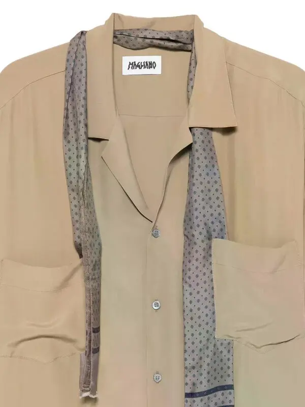 MAGLIANO Pasolini Scarf-detail Short-sleeve Shirt - Neutrals