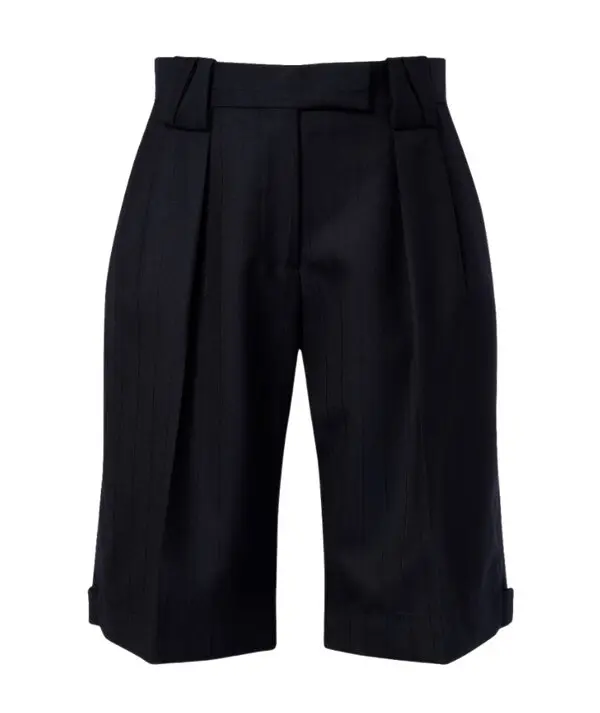 Versace Pinstriped Virgin Wool Bermuda Shorts - Blue