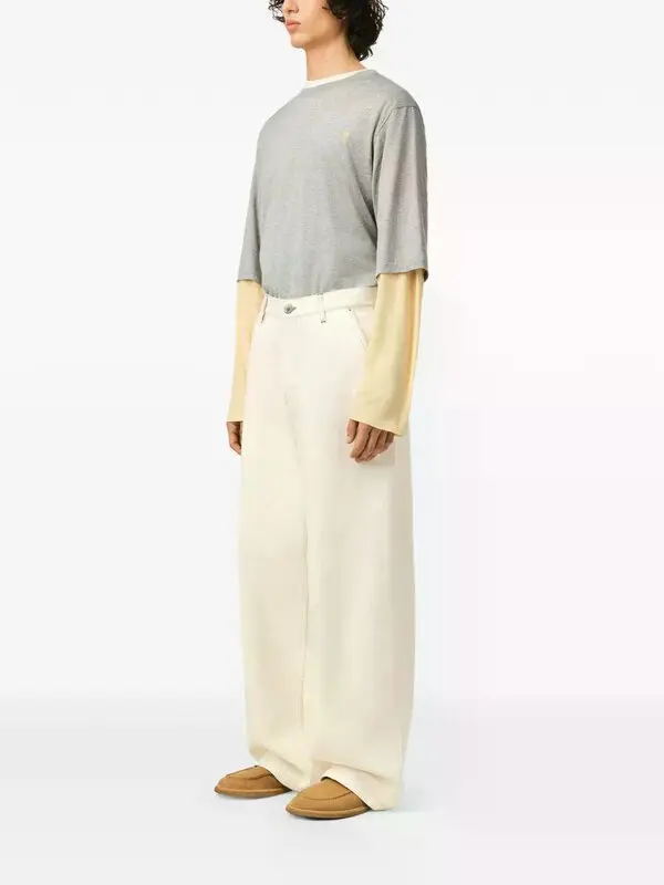 AMI Paris Wide-fit Cotton Trousers - Neutrals