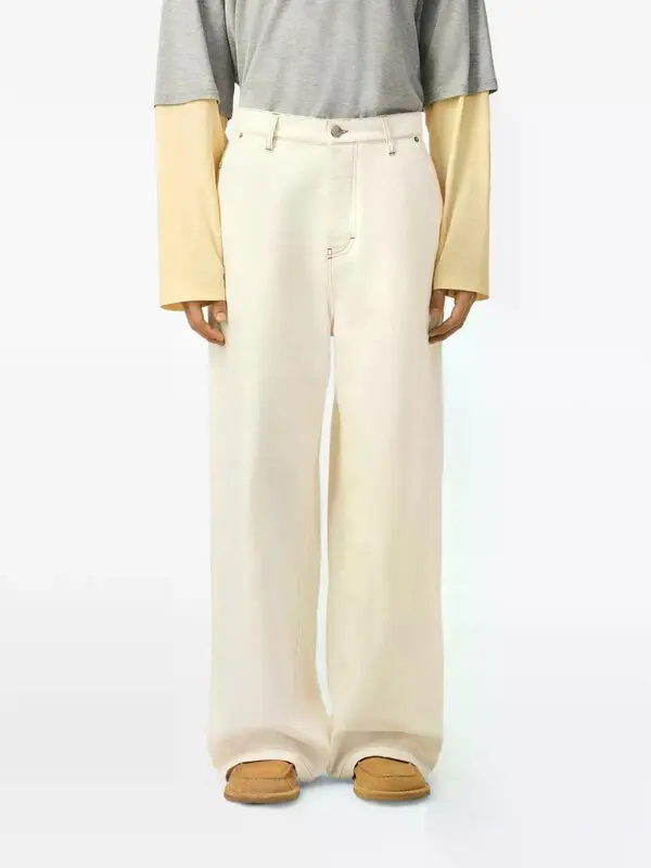 AMI Paris Wide-fit Cotton Trousers - Neutrals
