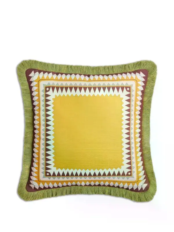 La DoubleJ Outdoor Cushion With Fringes - Yellow