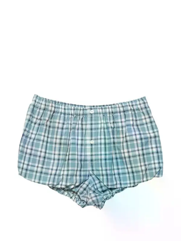 Acne Studios Gathered Check Shorts - Blue