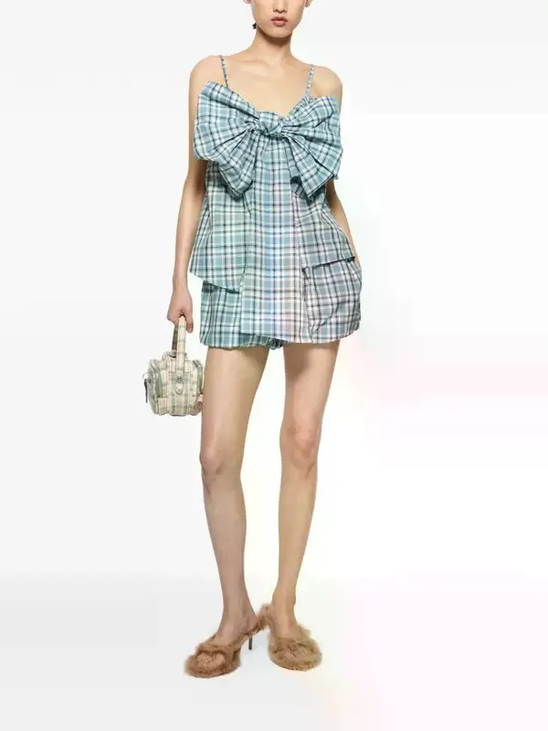 Acne Studios Gathered Check Shorts - Blue