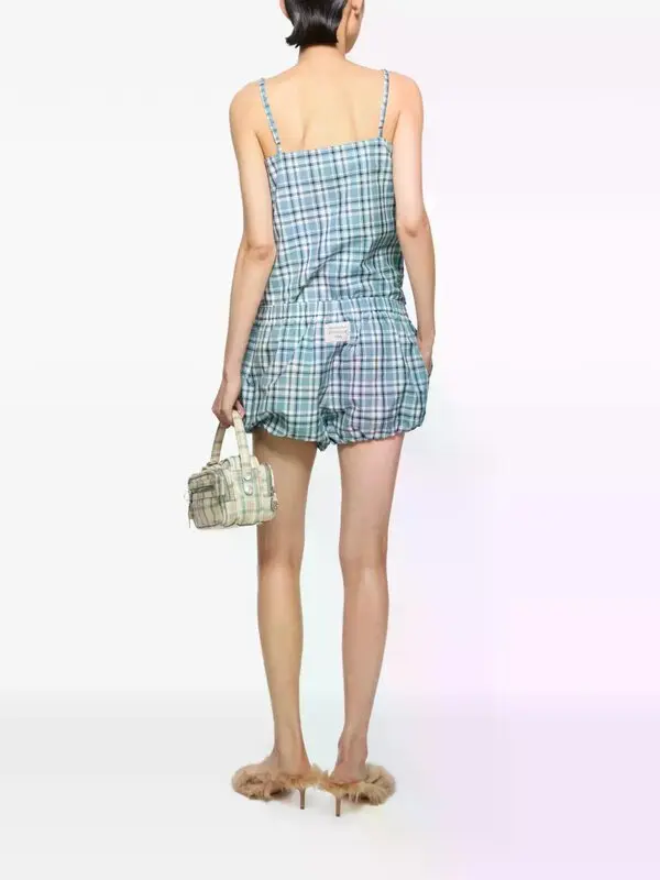 Acne Studios Gathered Check Shorts - Blue