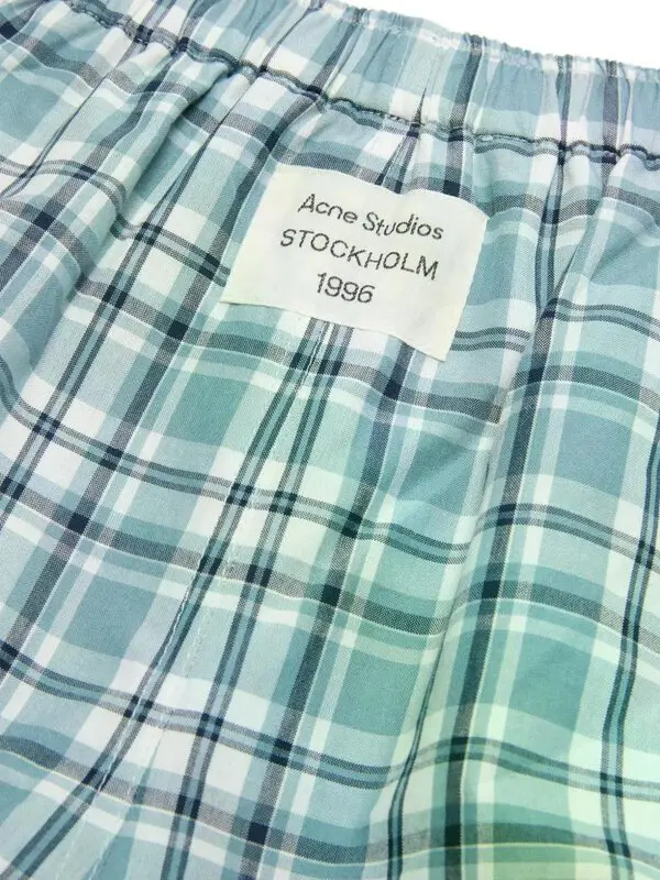 Acne Studios Gathered Check Shorts - Blue