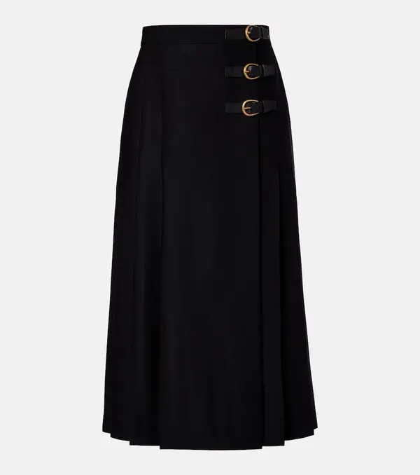 Chloé Pleated Virgin Wool Midi Skirt