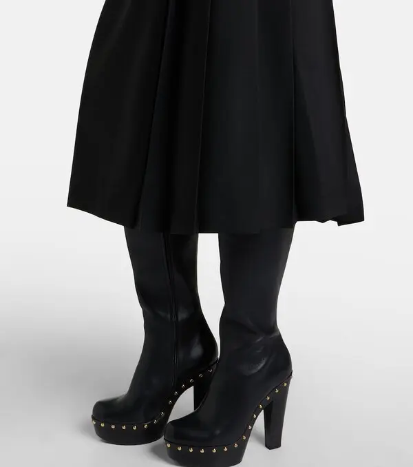 Chloé Pleated Virgin Wool Midi Skirt