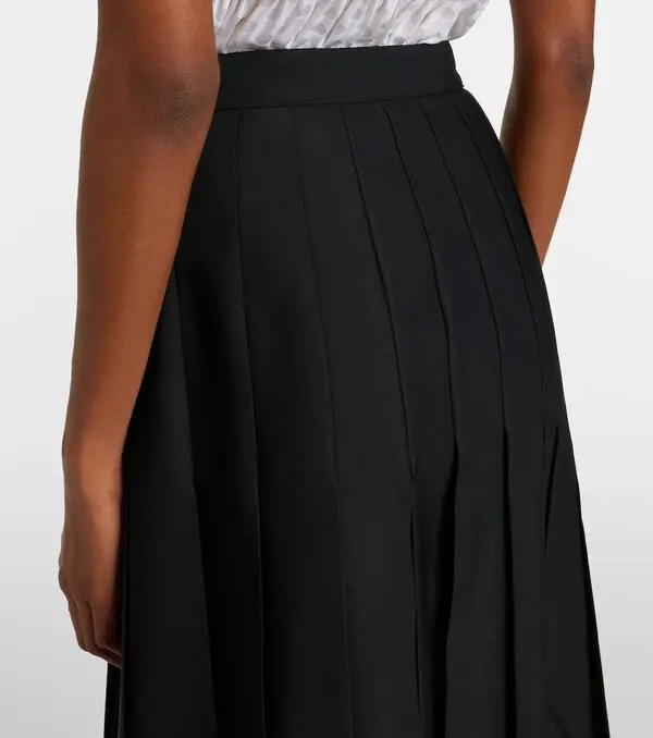 Chloé Pleated Virgin Wool Midi Skirt