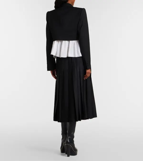 Chloé Pleated Virgin Wool Midi Skirt