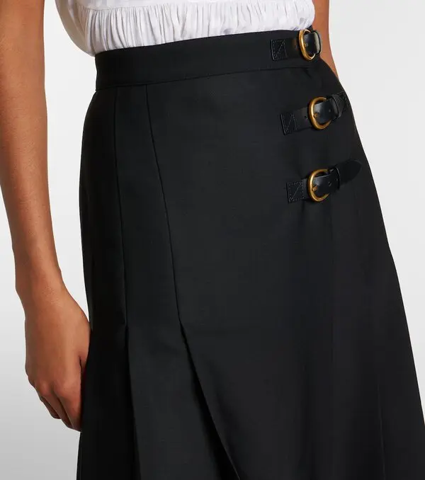 Chloé Pleated Virgin Wool Midi Skirt