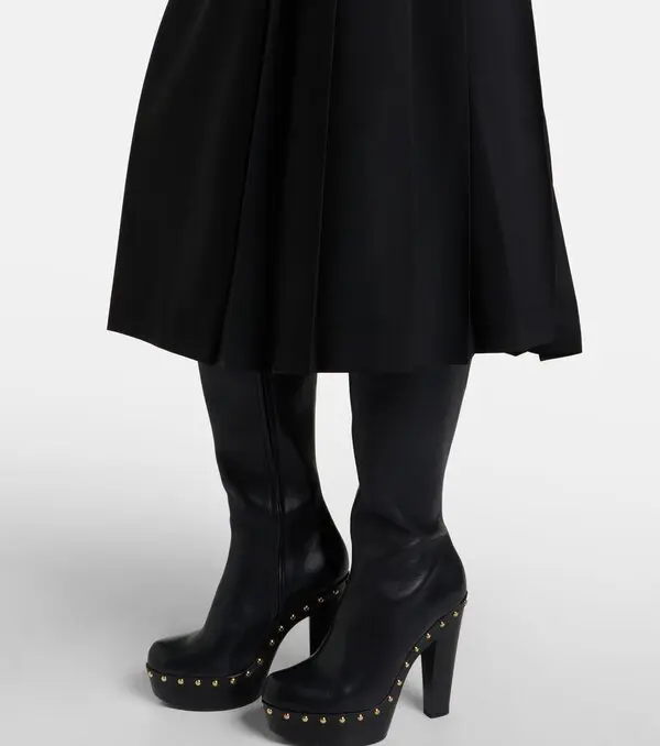 Chloé Pleated Virgin Wool Midi Skirt