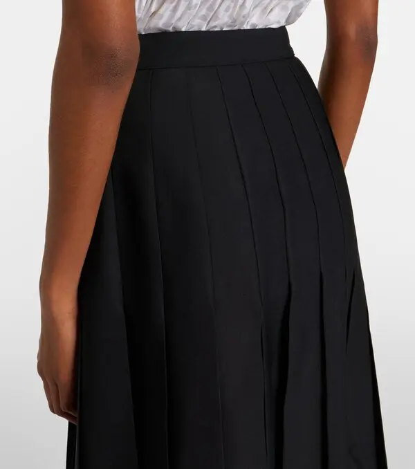 Chloé Pleated Virgin Wool Midi Skirt