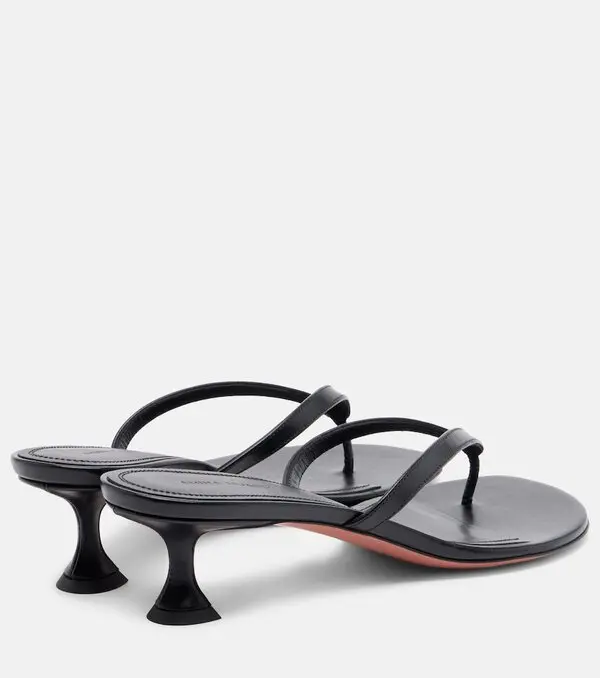 Amina Muaddi Juliette Leather Thong Sandals - Black