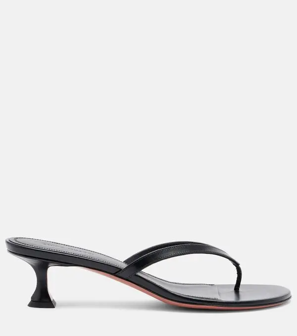 Amina Muaddi Juliette Leather Thong Sandals - Black