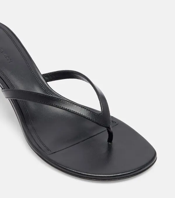 Amina Muaddi Juliette Leather Thong Sandals - Black