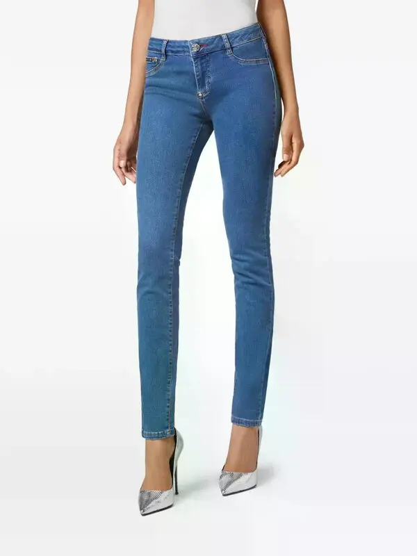 Philipp Plein Logo-plaque Skinny-fit Jeans - Blue