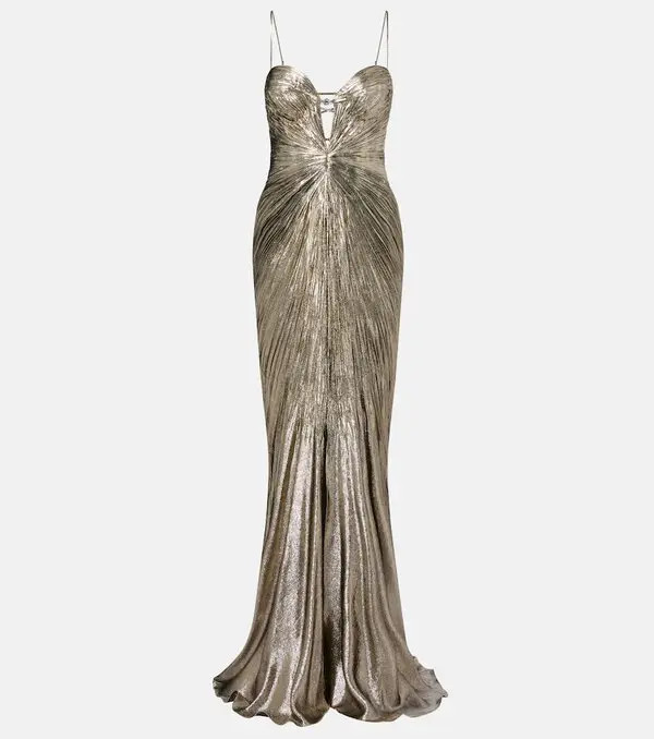 MARIA LUCIA HOHAN Dakota Lamé Chiffon Gown - Silver