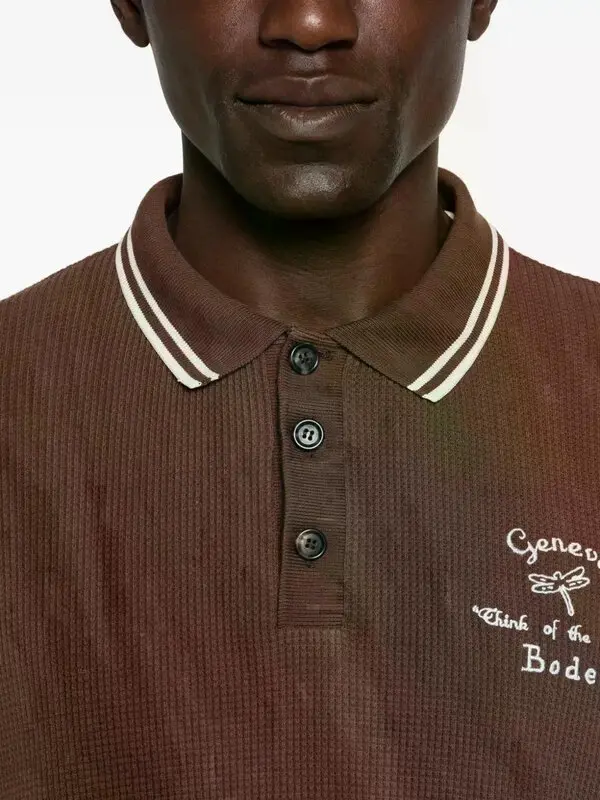 BODE Geneva Waffle-knit Polo Shirt - Brown