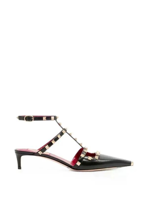 Valentino Garavani Rockstud Kidskin Pumps With Platinum-finish Studs - Black