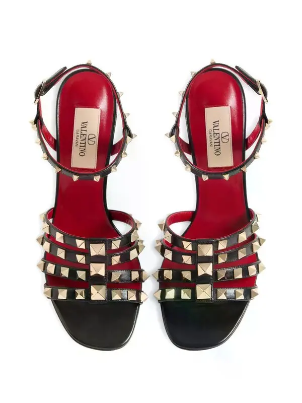 Valentino Garavani Rockstud Kidskin Leather Sandals - Black
