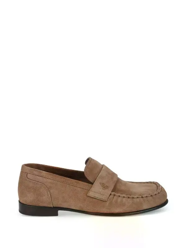 JIMMY CHOO Ellis Penny-strap Suede Loafers - Neutrals