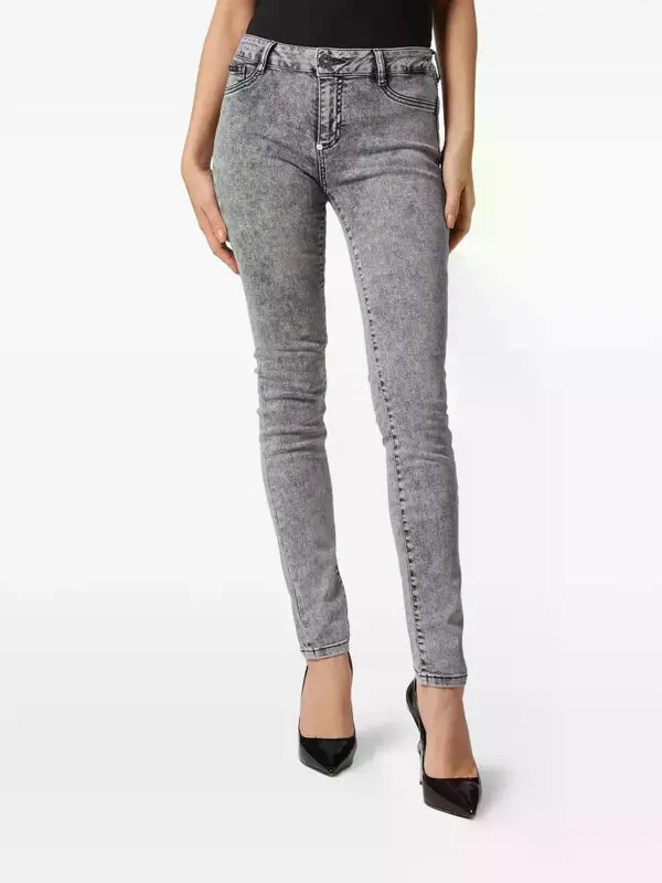 Philipp Plein Acid Wash Skinny Jeggings - Grey