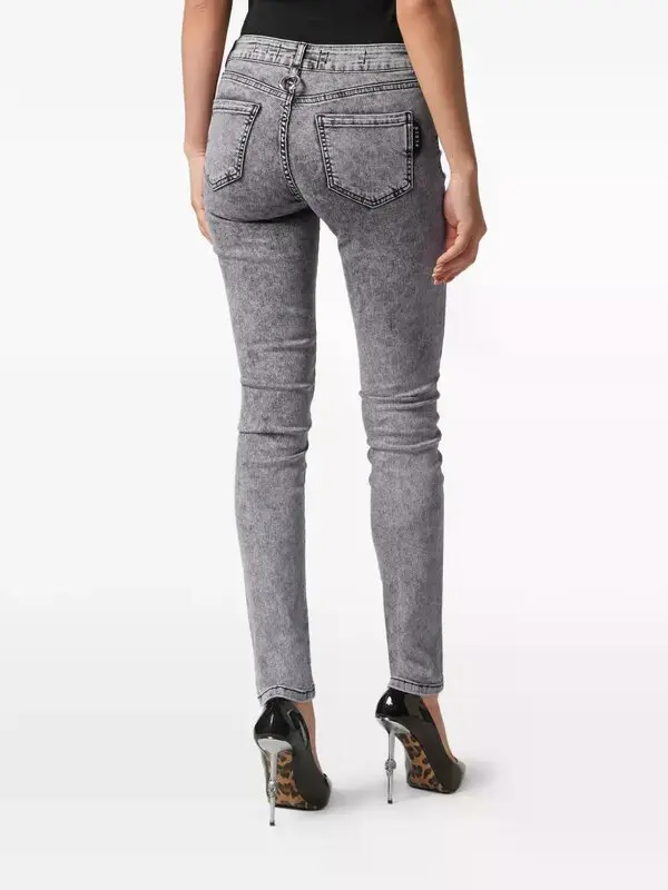 Philipp Plein Acid Wash Skinny Jeggings - Grey